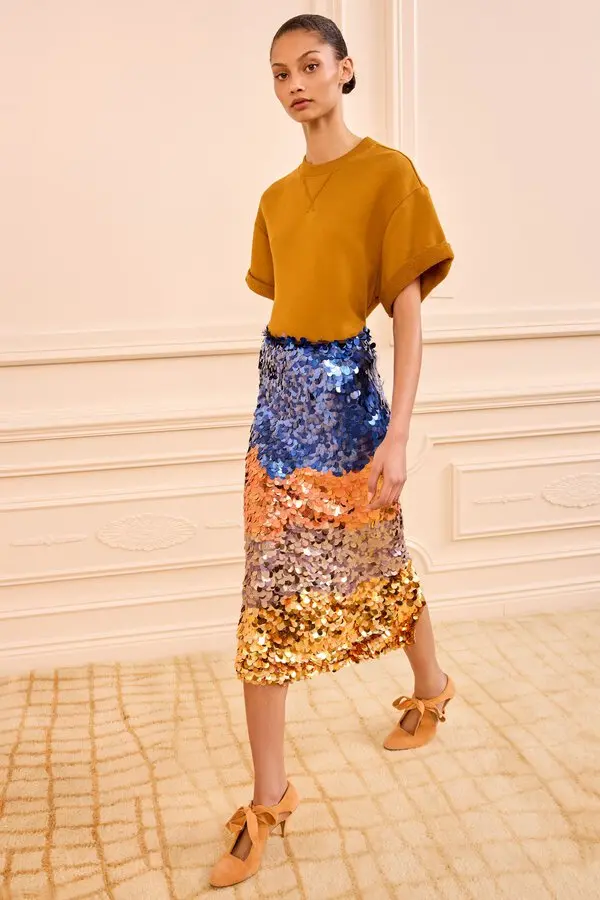 Ulla Johnson Matilde Sequin Knit Midi Skirt - Moontide