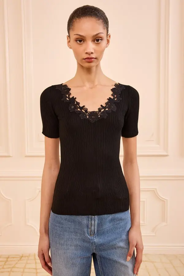 Ulla Johnson Celeste Knit Top With Lace
