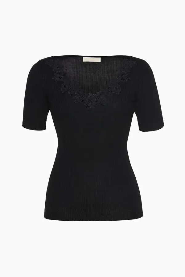 Ulla Johnson Celeste Knit Top With Lace