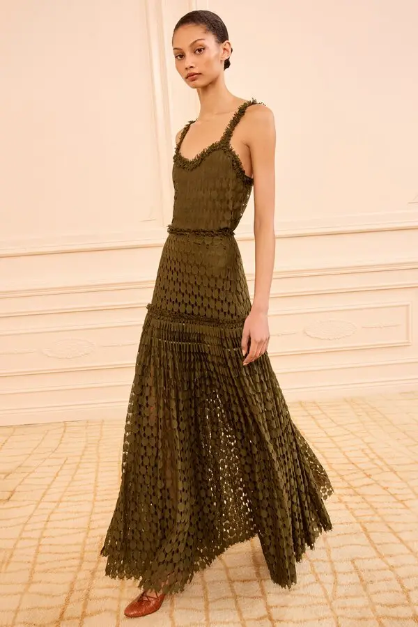 Ulla Johnson Aris Lace Maxi Skirt - Pine