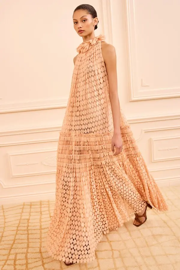 Ulla Johnson Anouk Lace High Neck Gown - Blush