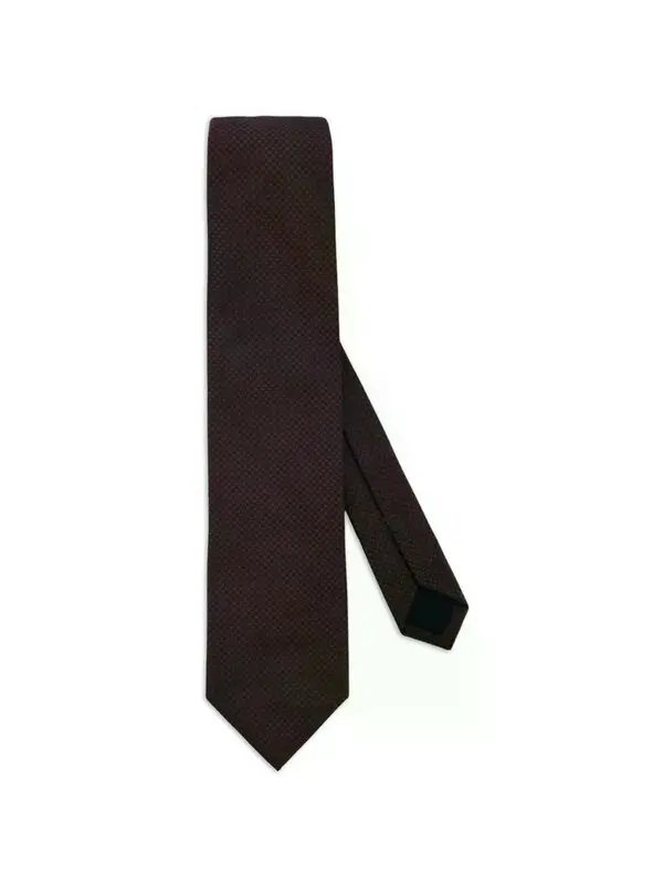 Corneliani Dotted Silk Tie - Brown
