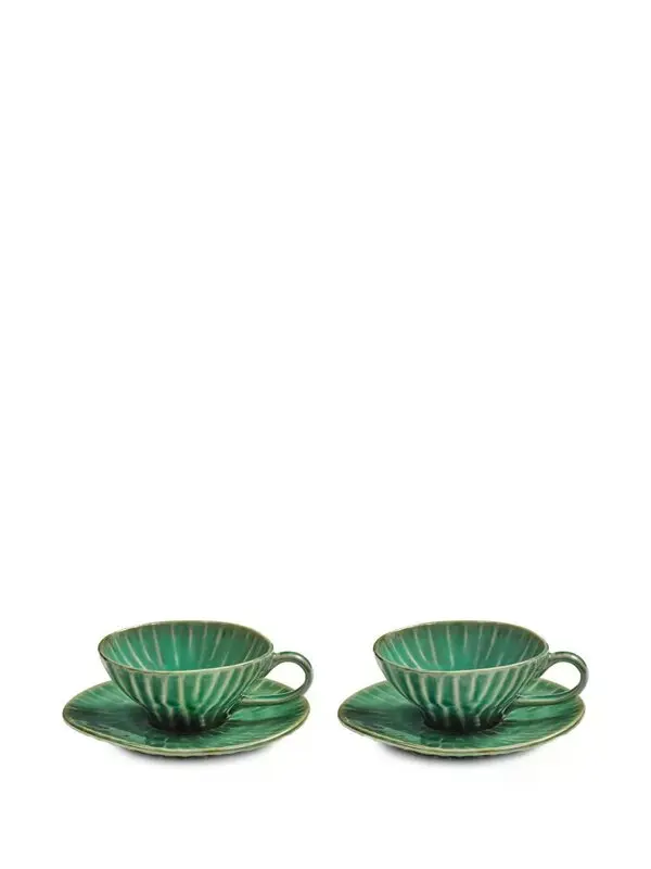 SERAX Verde Lanza Ribbed Espresso Cup & Saucer - Green