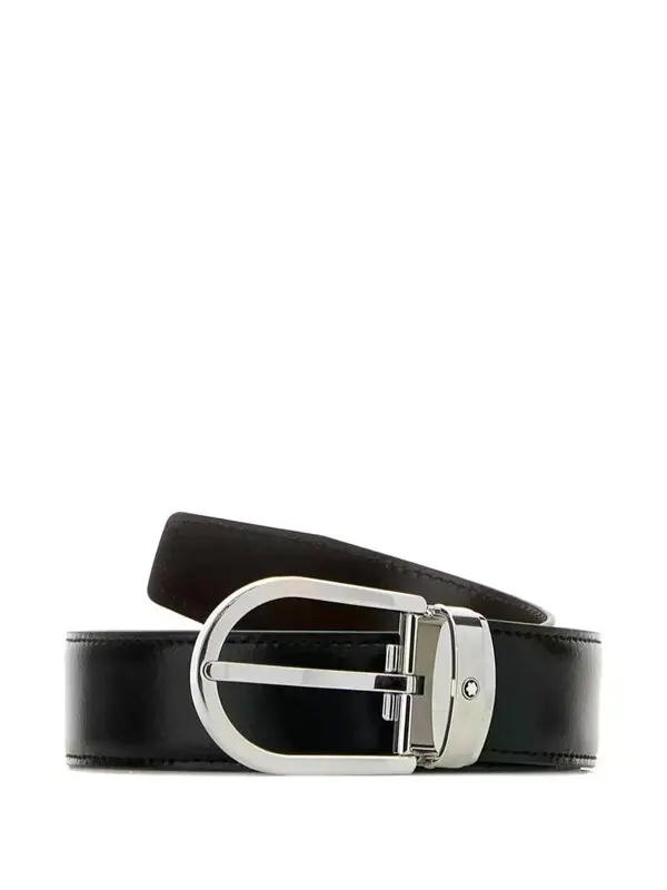 Montblanc Horseshoe Reversible Leather Belt - Black