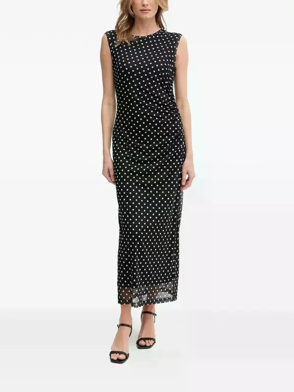 MARC AUREL Polka-dot Ruched Maxi Dress