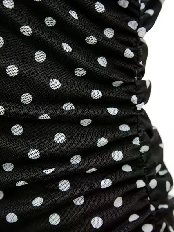 MARC AUREL Polka-dot Ruched Maxi Dress