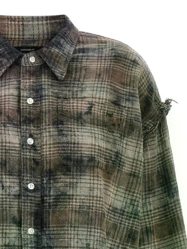 R13 Checked Fringed Shirt - Brown