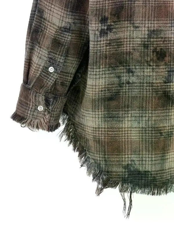 R13 Checked Fringed Shirt - Brown