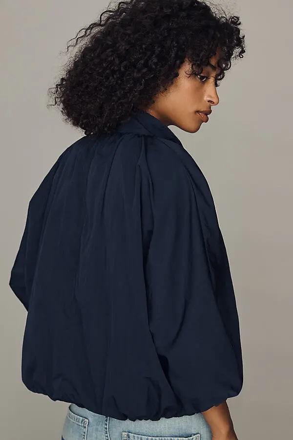 Anthropologie Funnel-neck Nylon Jacket - Navy