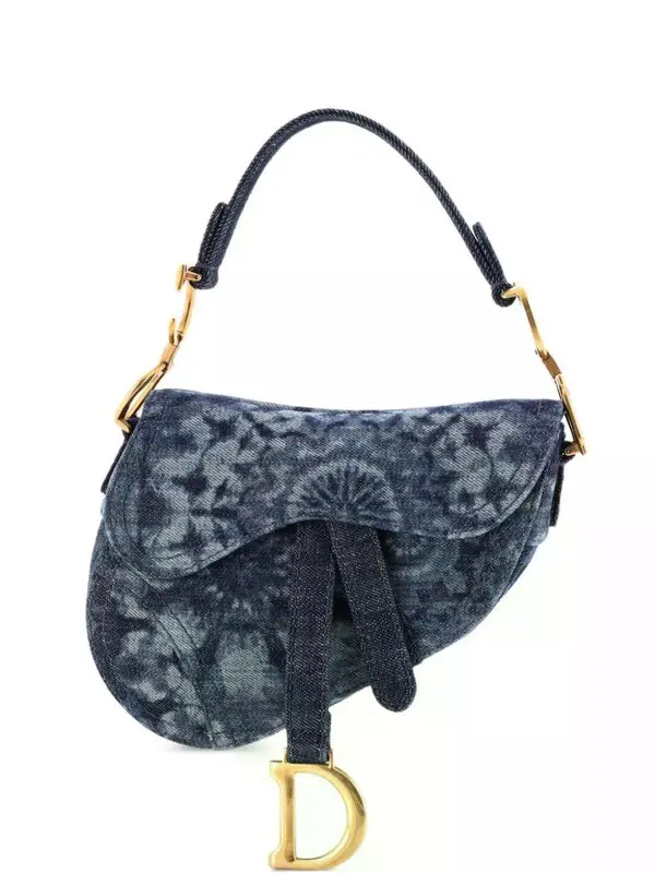 Dior Saddle Handbag Tie Dye Printed Denim Mini Shoulder Bag