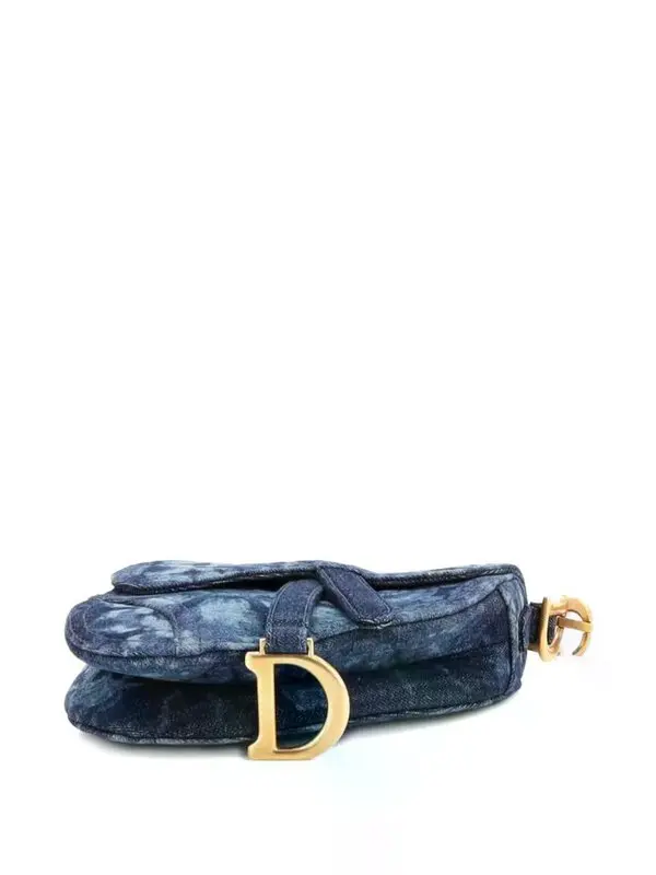Dior Saddle Handbag Tie Dye Printed Denim Mini Shoulder Bag