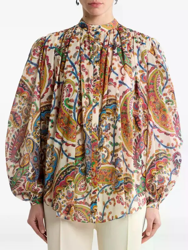 Etro Floral-paisley Mandarin-collar Shirt