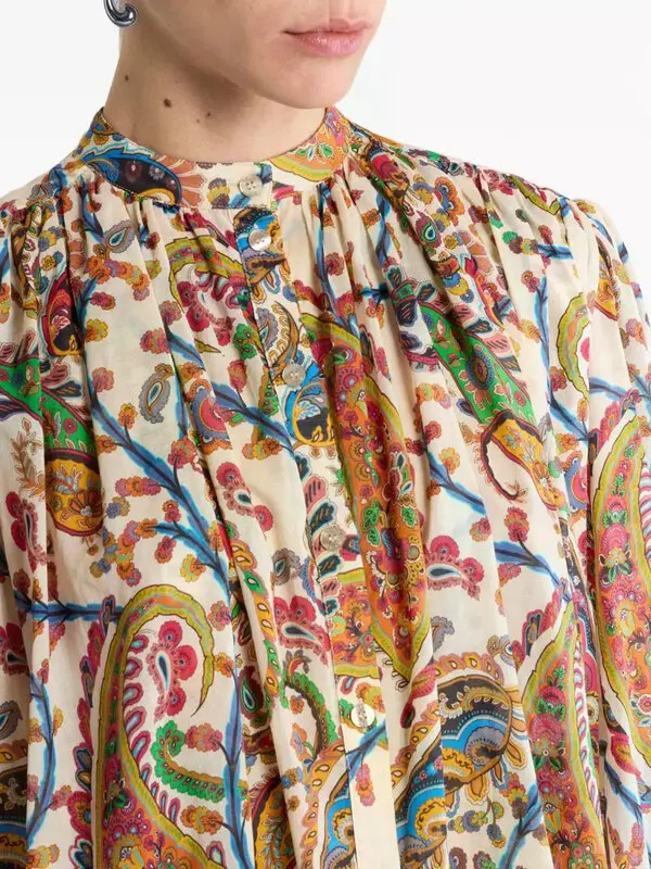 Etro Floral-paisley Mandarin-collar Shirt