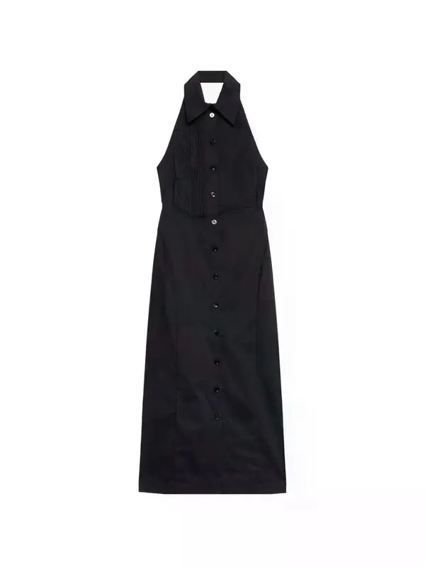 Blumarine Plissé Button Midi Dress