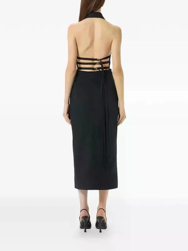 Blumarine Plissé Button Midi Dress