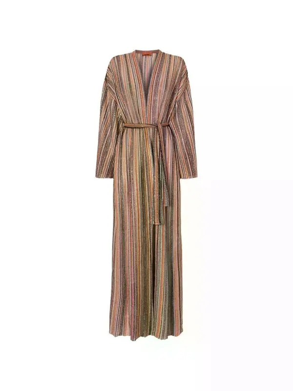 Missoni Striped Belted Long Sleeve Cardigan - Brown