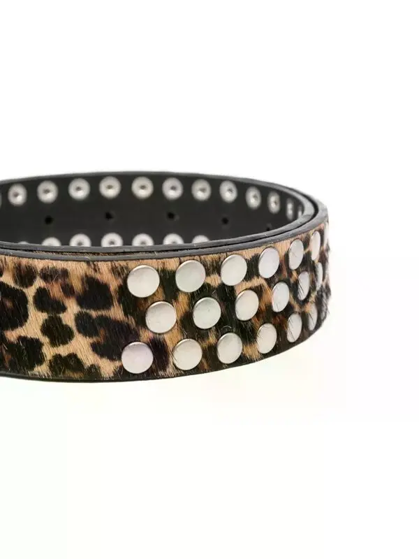 GOLDEN GOOSE Leopard Pattern Studded Belt