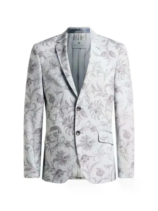 Etro Single-breasted Floral Jacket - Grey