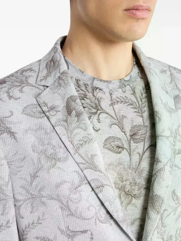 Etro Single-breasted Floral Jacket - Grey