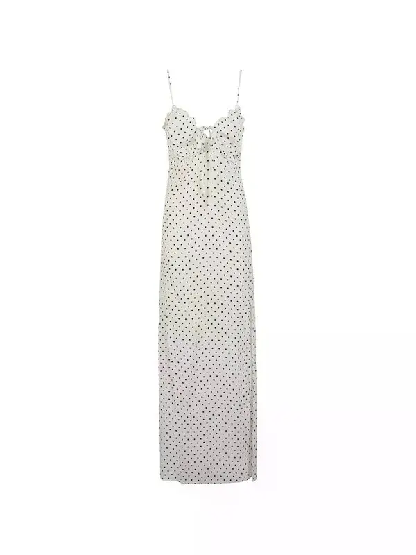 MAR DE MARGARITAS Tie-detail Polka-dot Dress - White