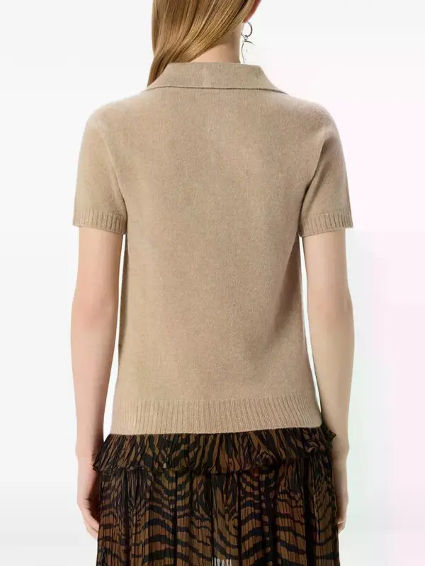 Blumarine Rhinestone Cashmere Polo Shirt