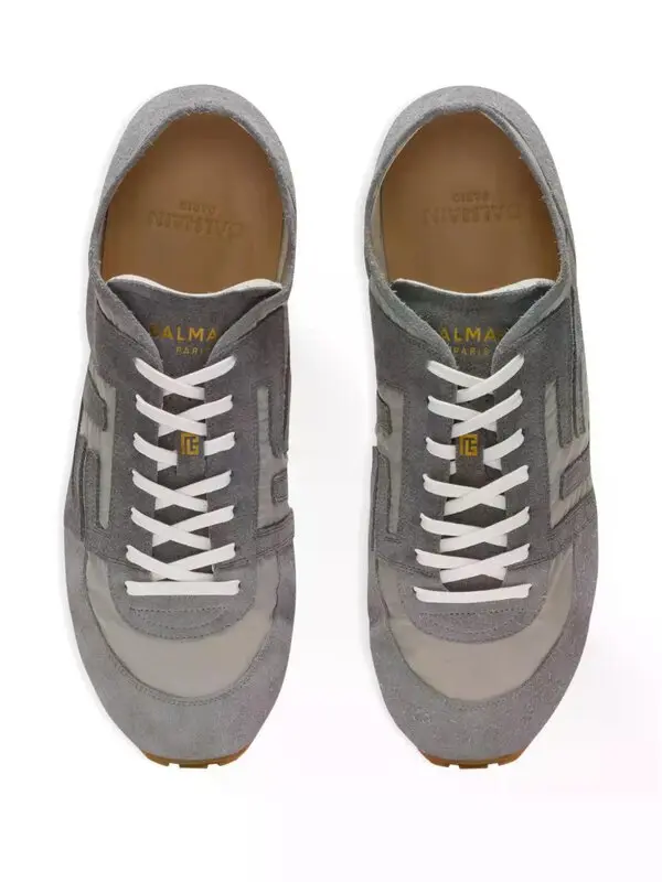 Balmain Racer Suede And Nylon Sneakers - Grey