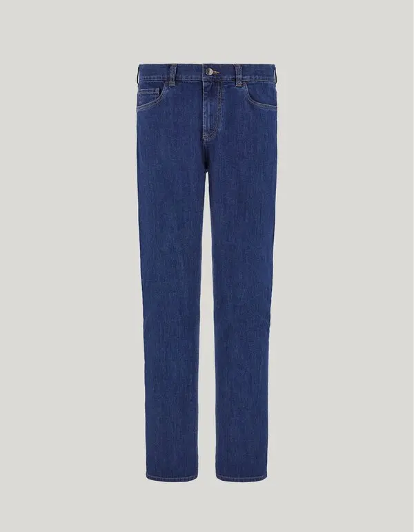Canali Five-pocket Slim-fit Stretch Denim Pants - Blue