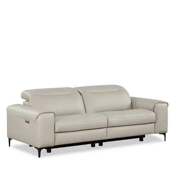NICOLETTI Tacchino Power Reclining Two Piece Leather Sofa - Minerva - Tortora