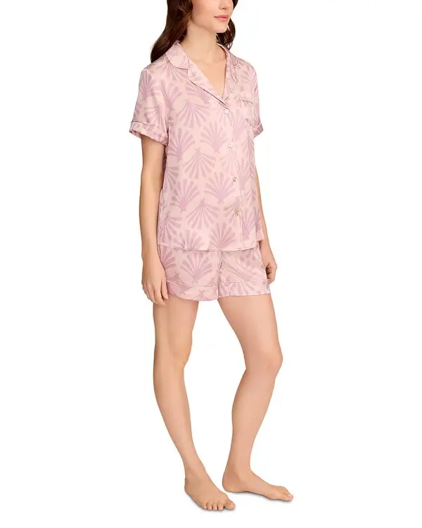 PETITE PLUME Silk Blush Tide Short Sleeve Short Set