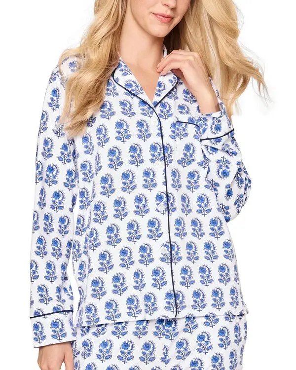 PETITE PLUME Something Blue Bows Long Pajama Set