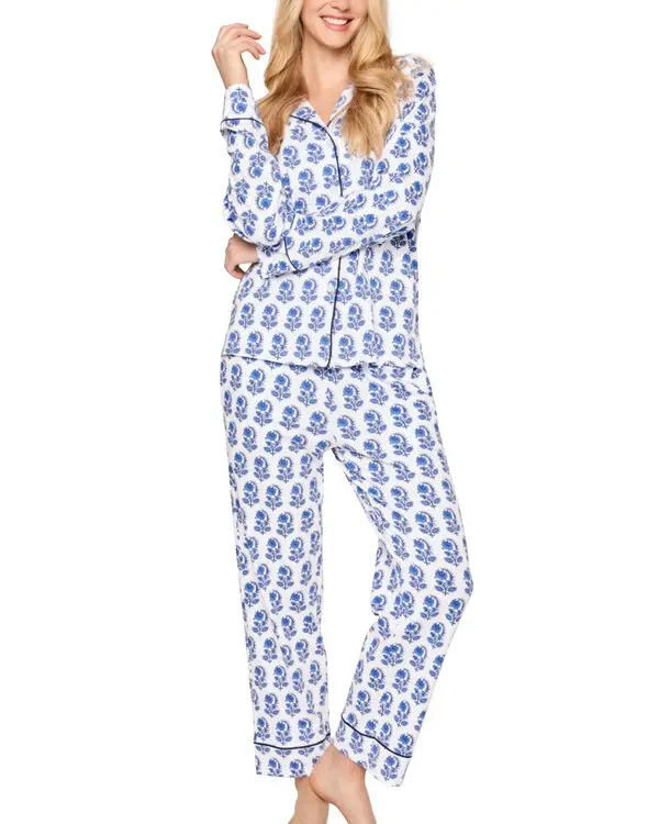 PETITE PLUME Something Blue Bows Long Pajama Set