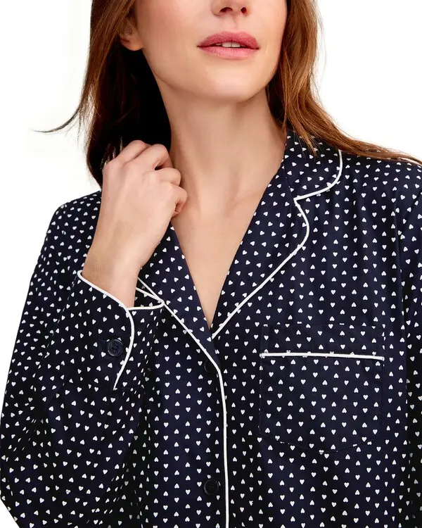 PETITE PLUME Woven Twill Midnight Hearts Classic Pajama Set
