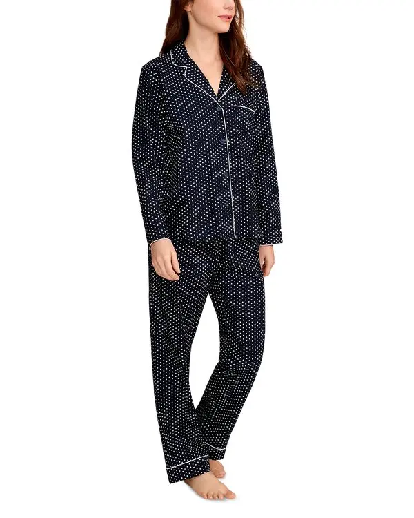 PETITE PLUME Woven Twill Midnight Hearts Classic Pajama Set