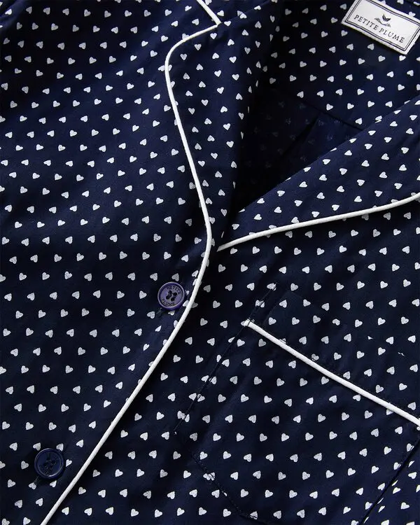 PETITE PLUME Woven Twill Midnight Hearts Classic Pajama Set