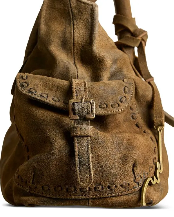 Free People Austin Nubuck Leather Shoulder Bag - Sand