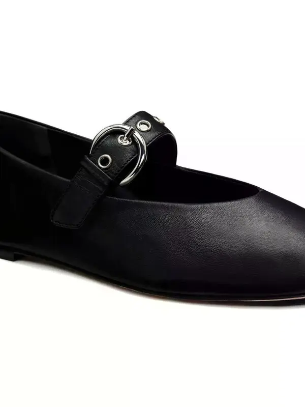 REFORMATION Adjustable Buckle Leather Ballet Flats