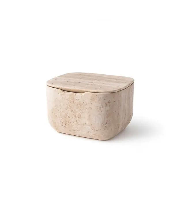 ANDJACOB Less Is More Square Container - Travertine Marble