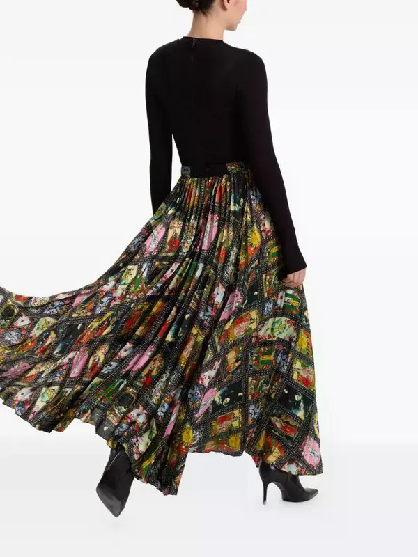 Alice + Olivia Katz Pleated Printed Maxi Skirt