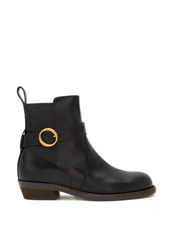 ODISSI Ornella Buckle Leather Boots - Black