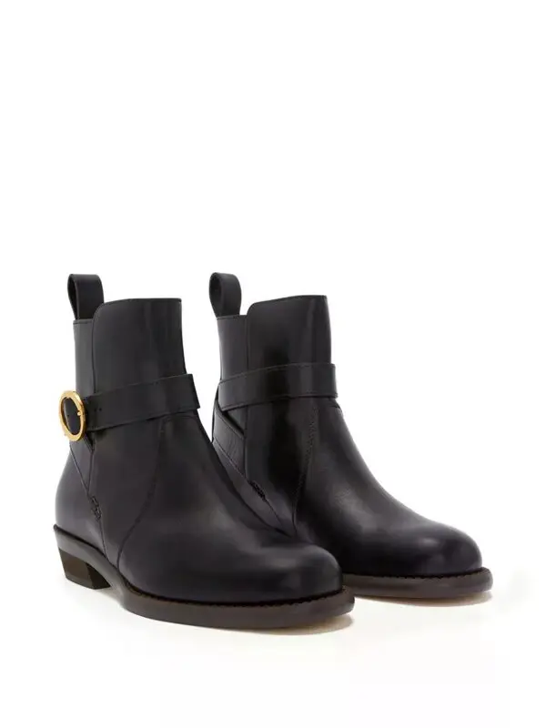 ODISSI Ornella Buckle Leather Boots - Black