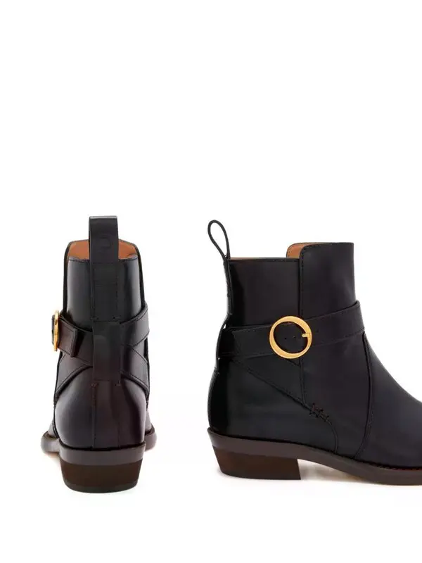 ODISSI Ornella Buckle Leather Boots - Black