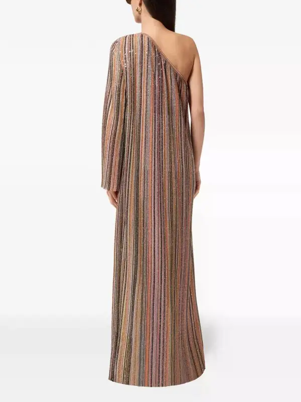 Missoni Striped Sequin One-shoulder Maxi Dress - Brown