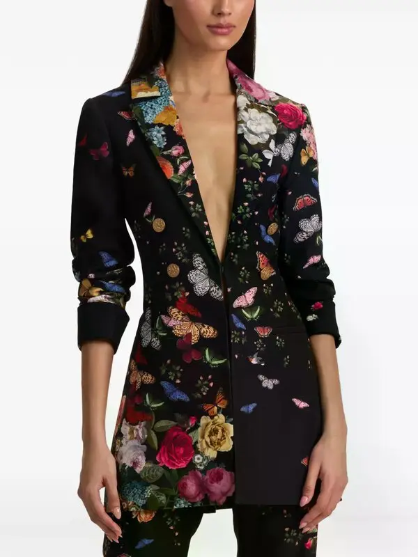 Alice + Olivia Floral Print Blazer - Black