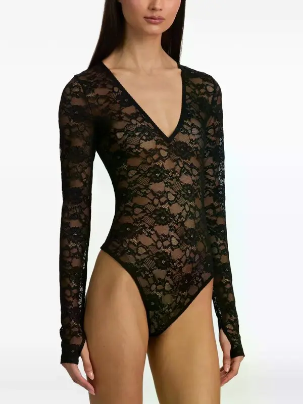 Alice + Olivia Teagan V-neck Lace Bodysuit