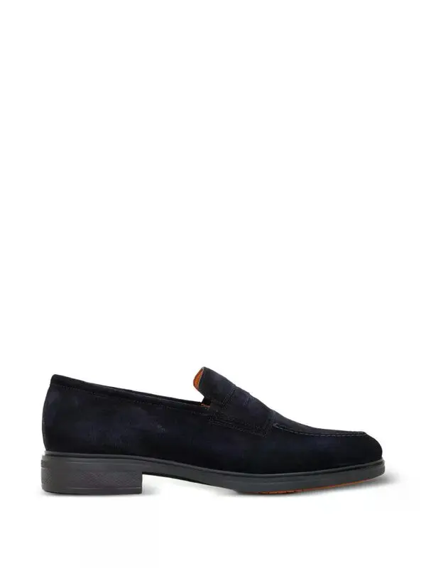 Santoni Block-heel Suede Loafers