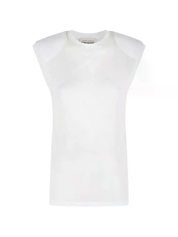 SEMICOUTURE Crew-neck T-shirt With Padded Shoulders