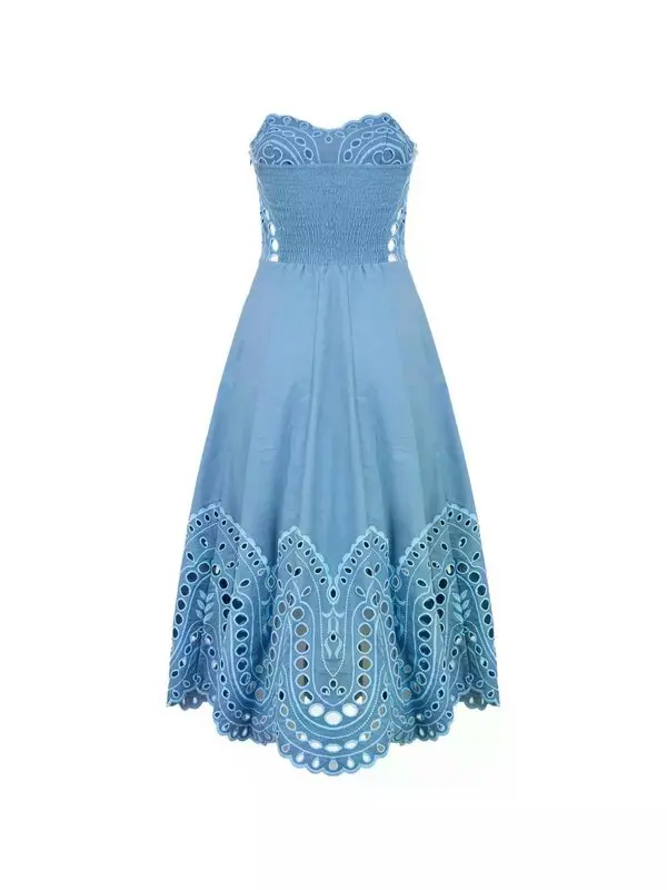 Charo Ruiz Ibiza Marlin Eyelet Midi Dress - Blue