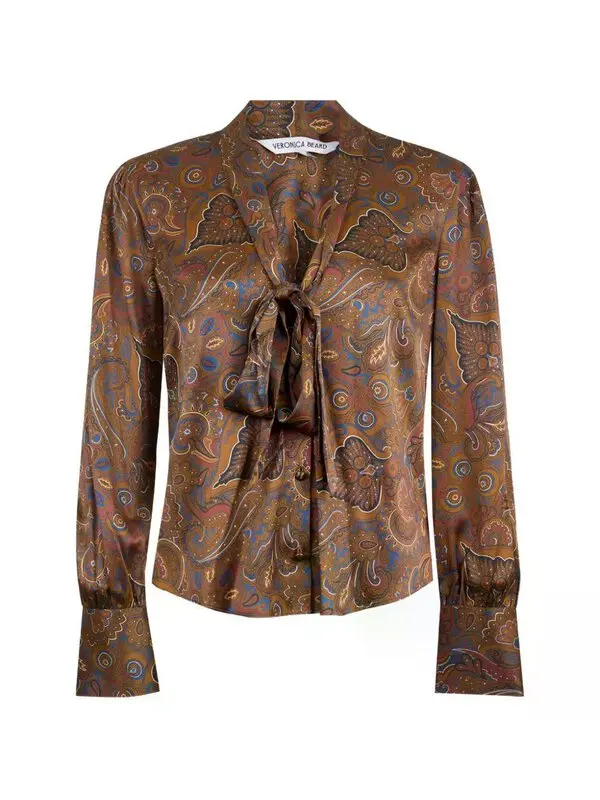 Veronica Beard Francine Tie-neck Paisley Blouse