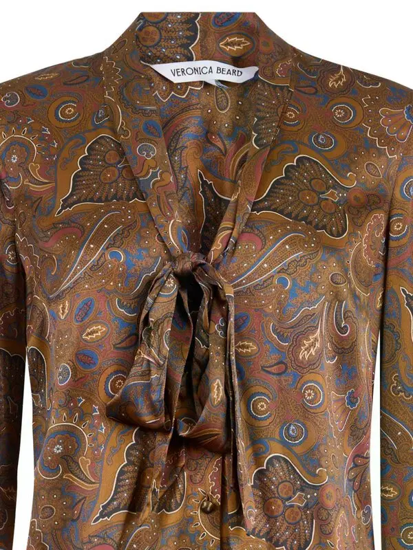 Veronica Beard Francine Tie-neck Paisley Blouse