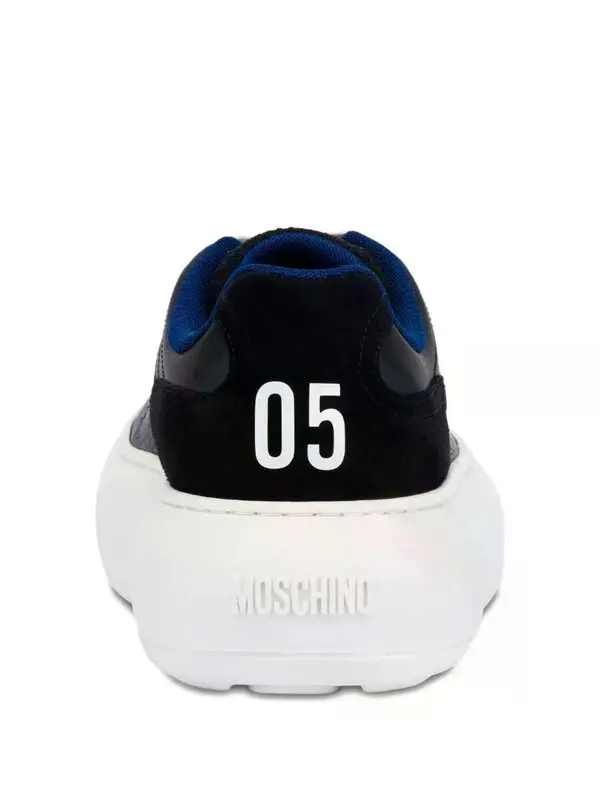 Moschino Platform Leather Sneakers With Embossed Logo